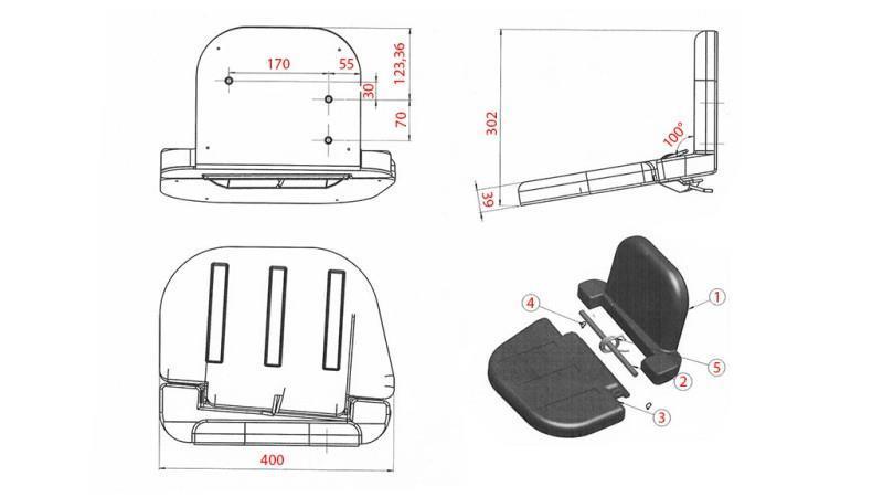 TRACTOR PASSENGER SEAT - FOLDING ROSI TEH