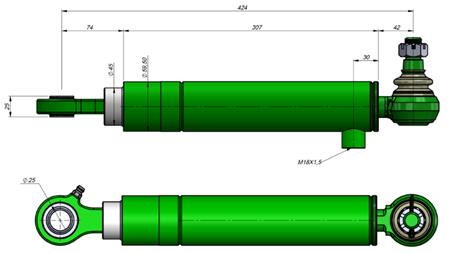 HYDRAULIC STEERING CYLINDER JOHN DEERE OEM-AL61553, AL34542, AL36565 ...