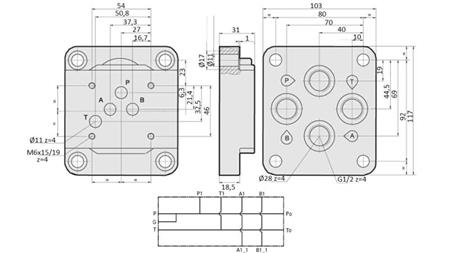 BASE PLATE CETOP5 NG10 1M ROSI TEH